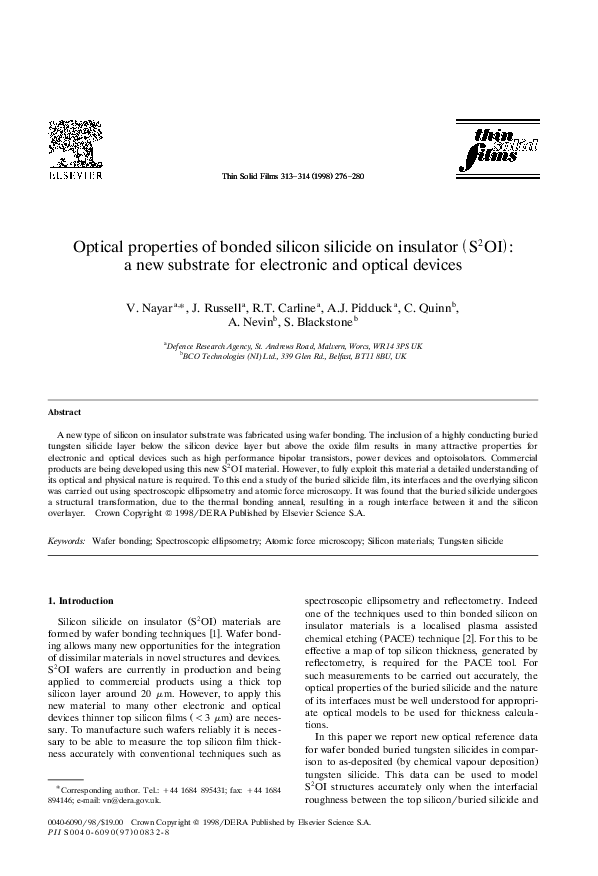 (PDF) Optical properties of bonded silicon silicide on insulator (S2OI ...