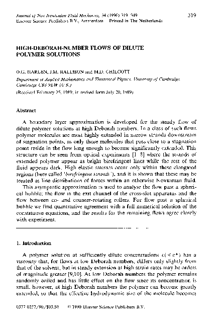 (PDF) High-Deborah-number flows of dilute polymer solutions | Oliver ...