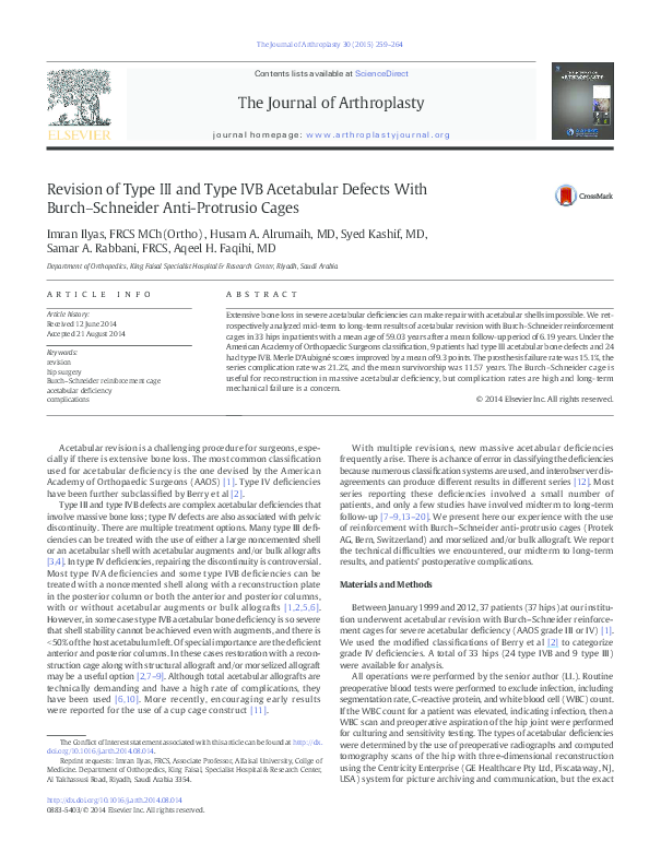 (PDF) Revision of Type III and Type IVB Acetabular Defects With Burch ...