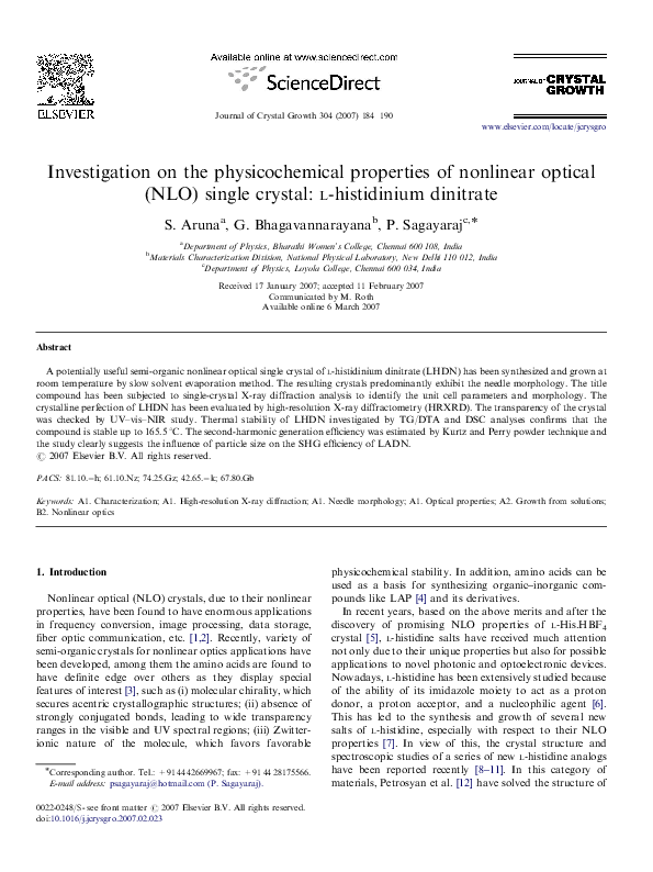 (PDF) Investigation on the physicochemical properties of nonlinear ...