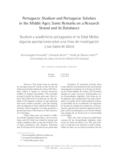 (PDF) Portuguese Studium and Portuguese Scholars in the Middle Ages ...