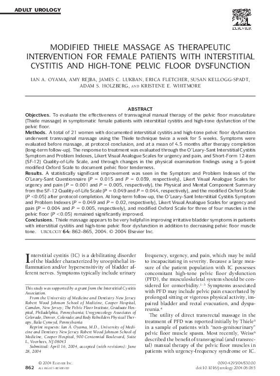 (PDF) MODIFIED THIELE MASSAGE AS THERAPEUTIC INTERVENTION FOR FEMALE ...