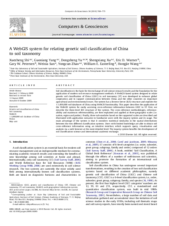 (PDF) A WebGIS system for relating genetic soil classification of China ...