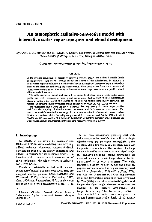 (PDF) An atmospheric radiative-convective model with interactive water ...