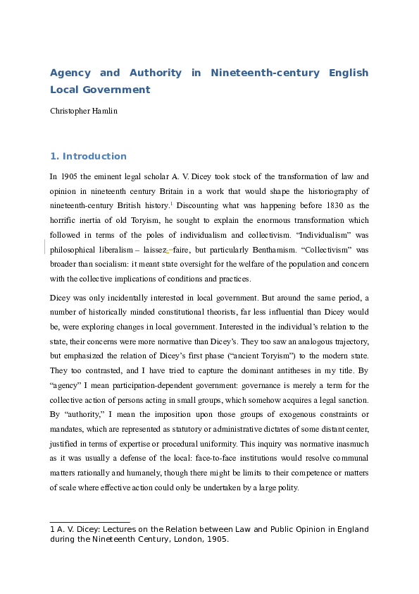 (DOC) Agency and Authority in Nineteenth-century English Local ...