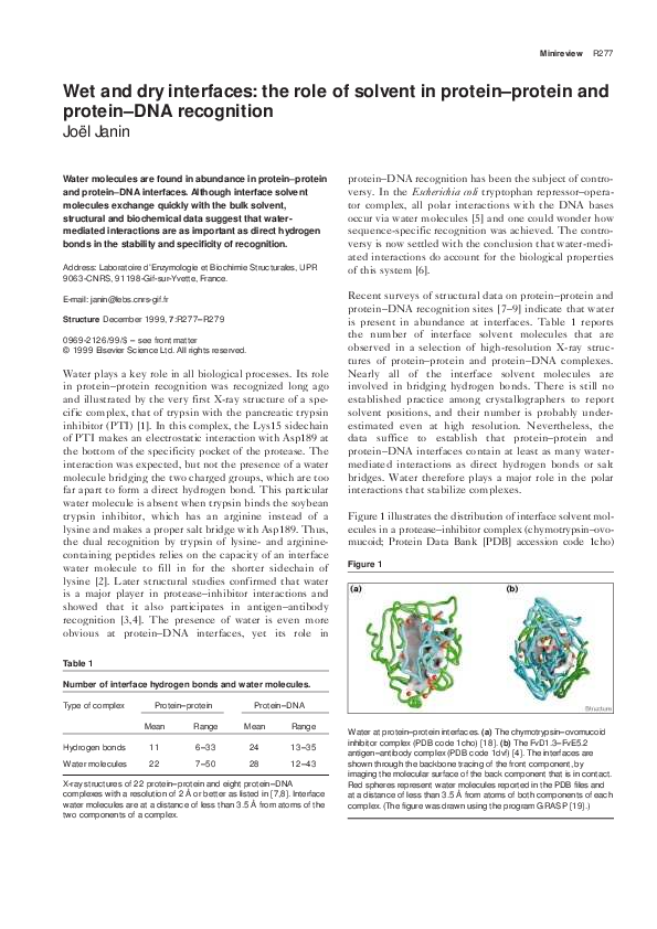 (PDF) Wet and dry interfaces: the role of solvent in protein–protein ...