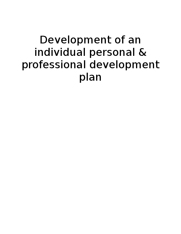 (DOC) Development of an individual personal & professional development plan
