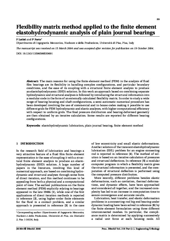 (PDF) Flexibility matrix method applied to the finite element elastohydrodynamic analysis of ...