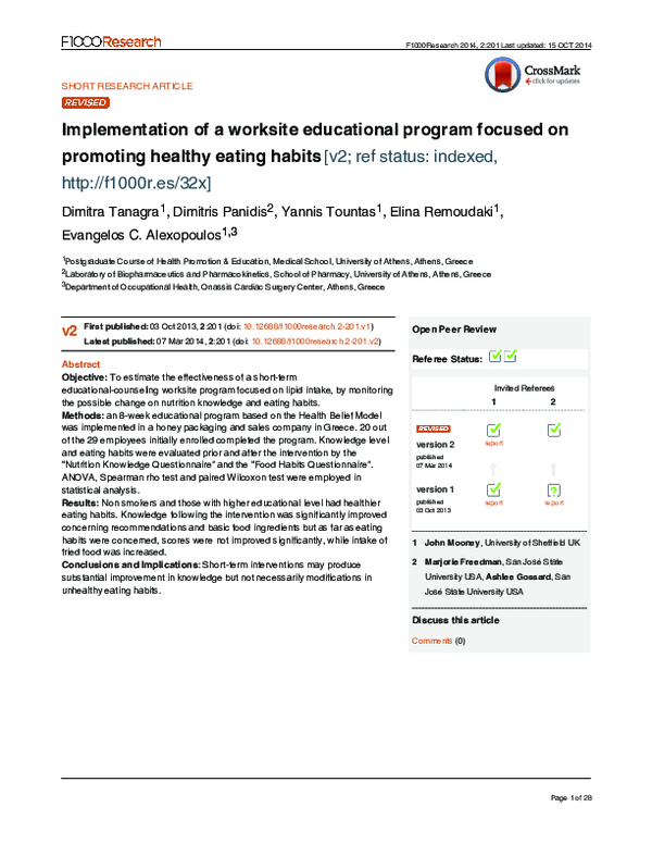 (PDF) Implementation of a worksite educational program focused on ...