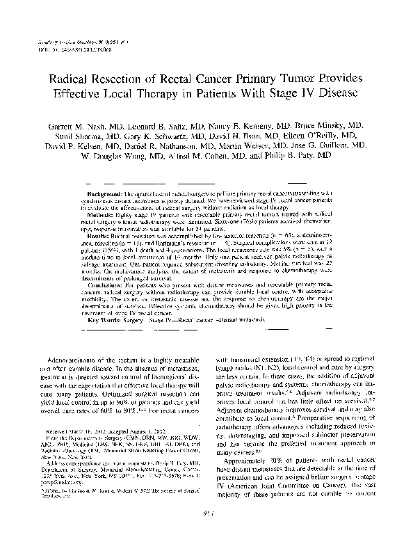 (PDF) Radical resection of rectal cancer primary tumor provides ...