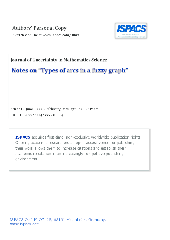 Pdf Notes On Types Of Arcs In A Fuzzy Graph