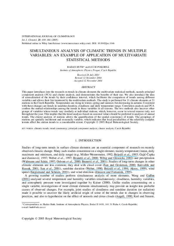 (PDF) Simultaneous analysis of climatic trends in multiple variables: an example of application ...