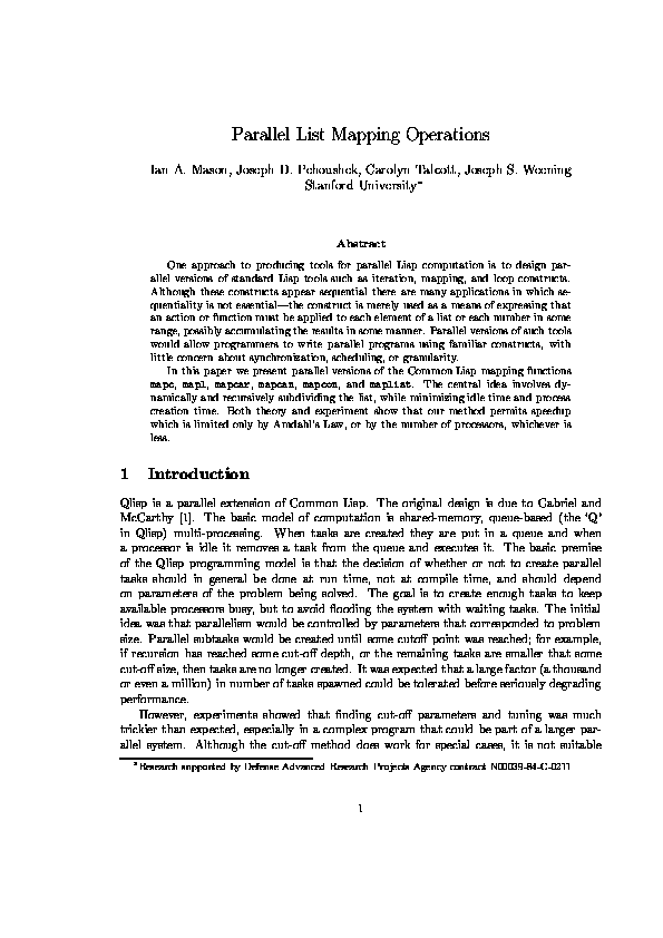 (PDF) Parallel List Mapping Operations