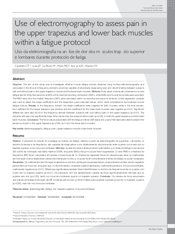 (PDF) Use of electromyography to assess pain in the upper trapezius and ...