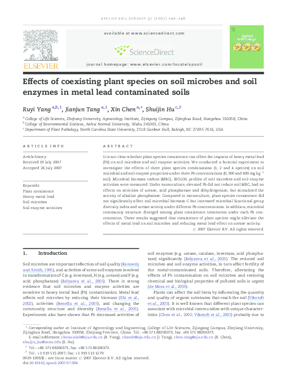 (PDF) Effects of coexisting plant species on soil microbes and soil ...
