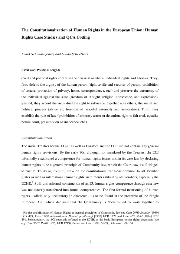 (PDF) The Constitutionalization of Human Rights in the European Union ...