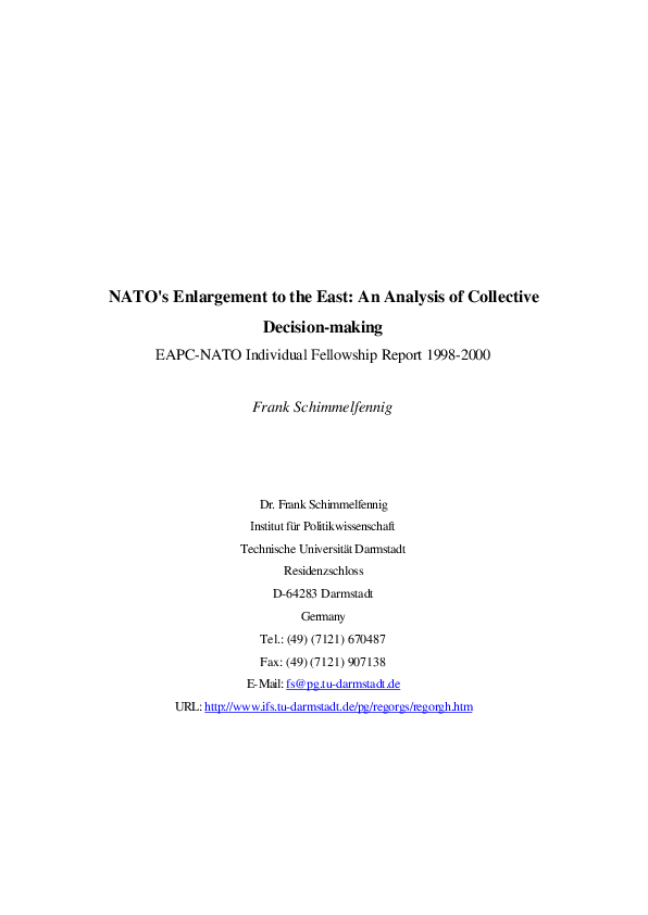 (PDF) NATO's Enlargement to the East: An Analysis of Collective ...