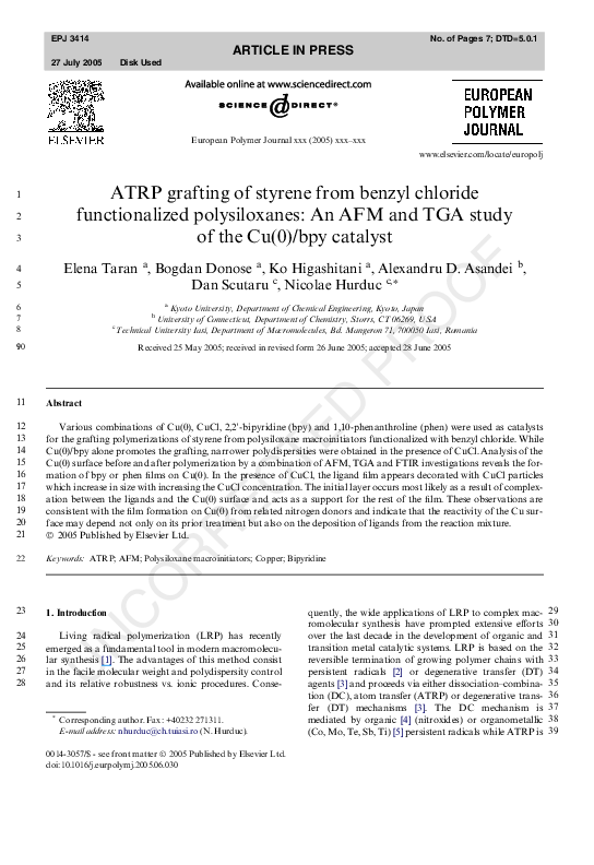 (PDF) ATRP grafting of styrene from benzyl chloride functionalized ...