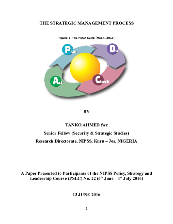 (DOC) THE STRATEGIC MANAGEMENT PROCESS Figure SEQ Figure \* ARABIC 1 ...