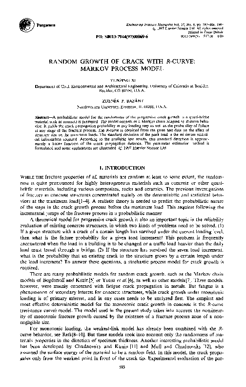 (PDF) Random growth of crack with R-curve: Markov process model