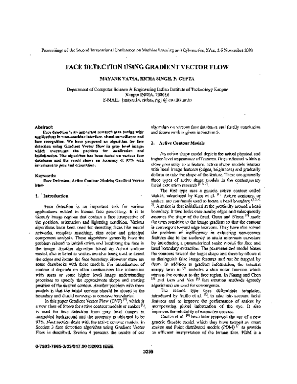 Pdf Face Detection Using Gradient Vector Flow