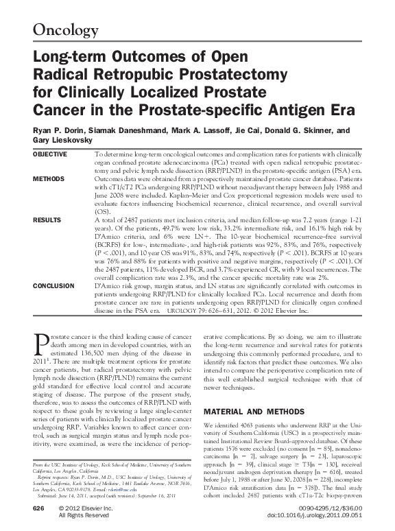 (PDF) Long-term outcomes of open radical retropubic prostatectomy for ...
