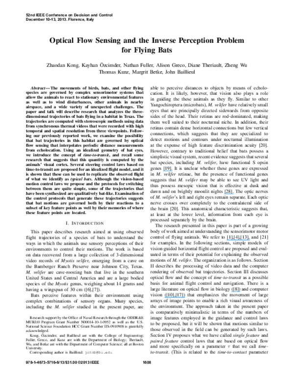 (PDF) Optical flow sensing and the inverse perception problem for ...