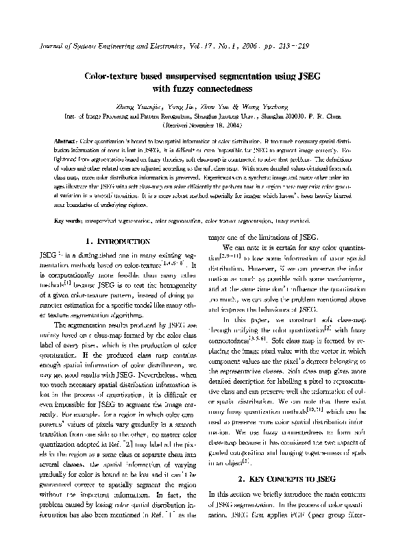Pdf Color Texture Based Unsupervised Segmentation Using Jseg With Fuzzy Connectedness 5464
