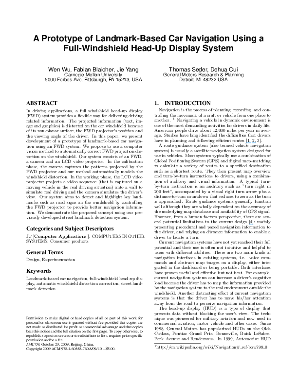(PDF) A prototype of landmark-based car navigation using a full ...