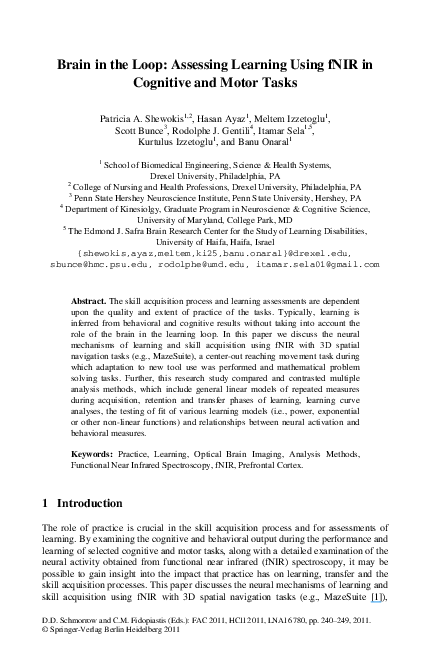 (PDF) Brain in the loop: assessing learning using fNIR in cognitive and ...
