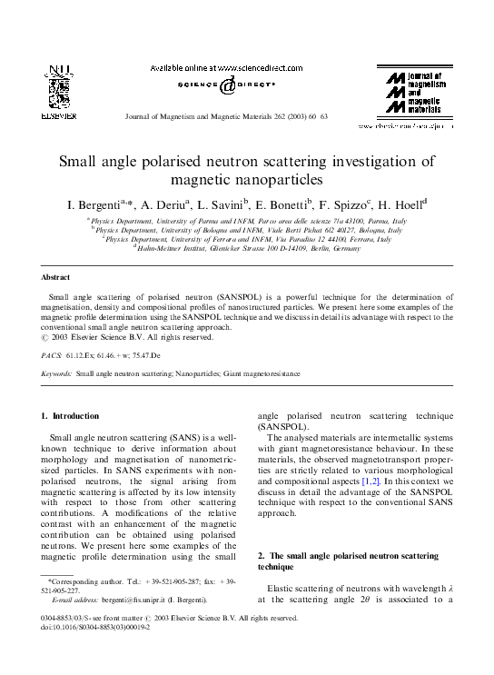 (PDF) Small angle polarised neutron scattering investigation of ...