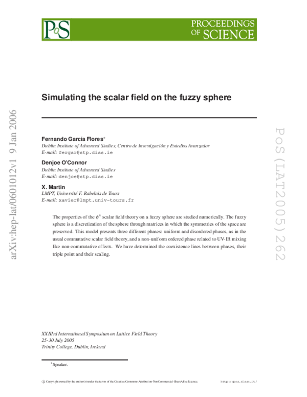 (PDF) Simulating the scalar field on the fuzzy sphere