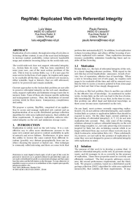 (PDF) RepWeb: Replicated web with referential integrity