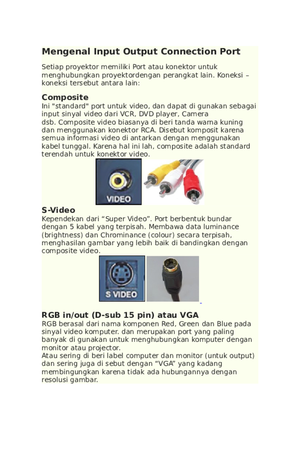 (DOC) Mengenal Input Output Connection Port | Arief Wise - Academia.edu