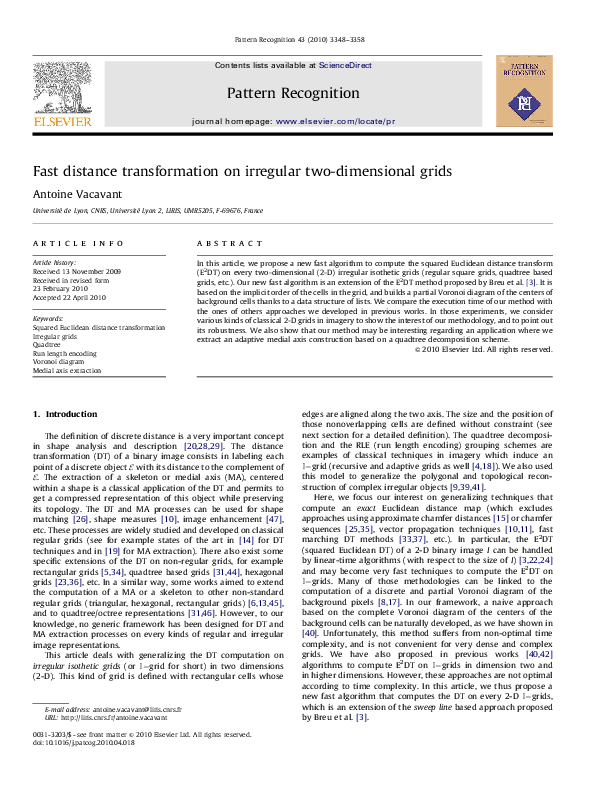(PDF) Fast distance transformation on irregular two-dimensional grids