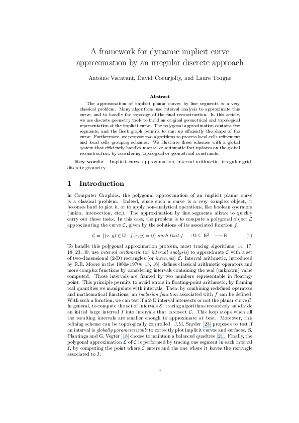 Pdf A Framework For Dynamic Implicit Curve Approximation By An