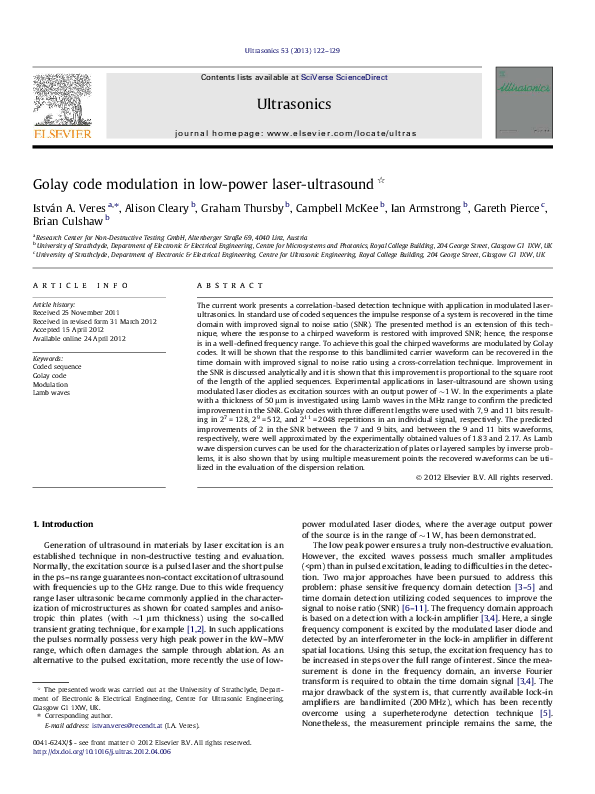 (PDF) Golay code modulation in low-power laser-ultrasound