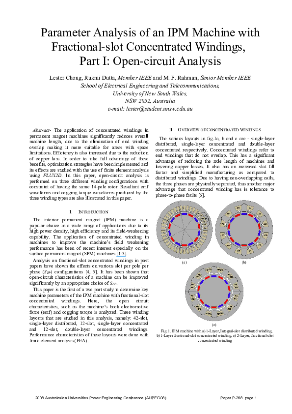 (PDF) Parameter analysis of an IPM machine with fractional-slot ...