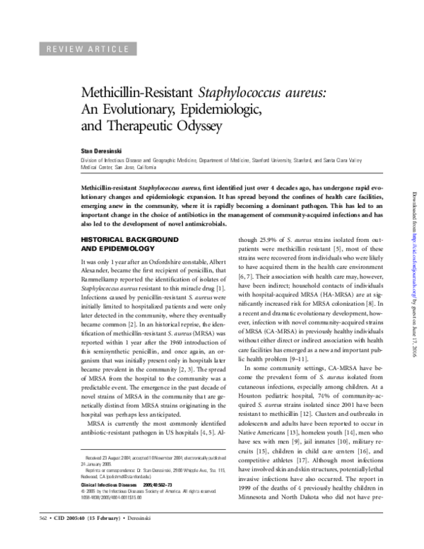 (PDF) Methicillin-resistant Staphylococcus aureus (MRSA): molecular aspects of antimicrobial ...