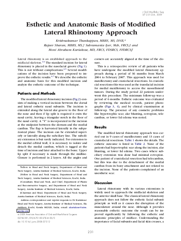 (PDF) Esthetic and Anatomic Basis of Modified Lateral Rhinotomy Approach