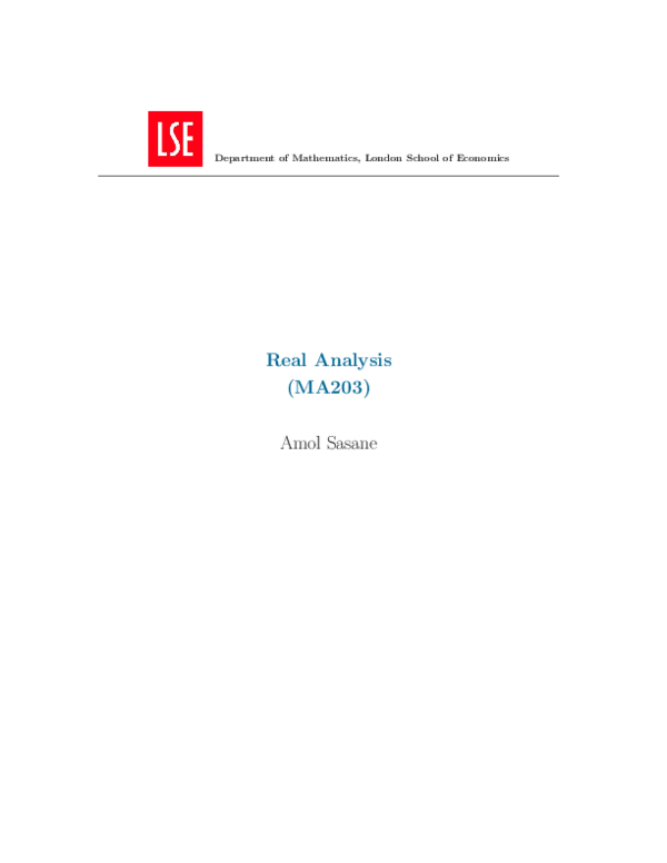 (PDF) Real Analysis (MA203
