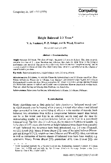 (PDF) Height balanced 2–3 trees