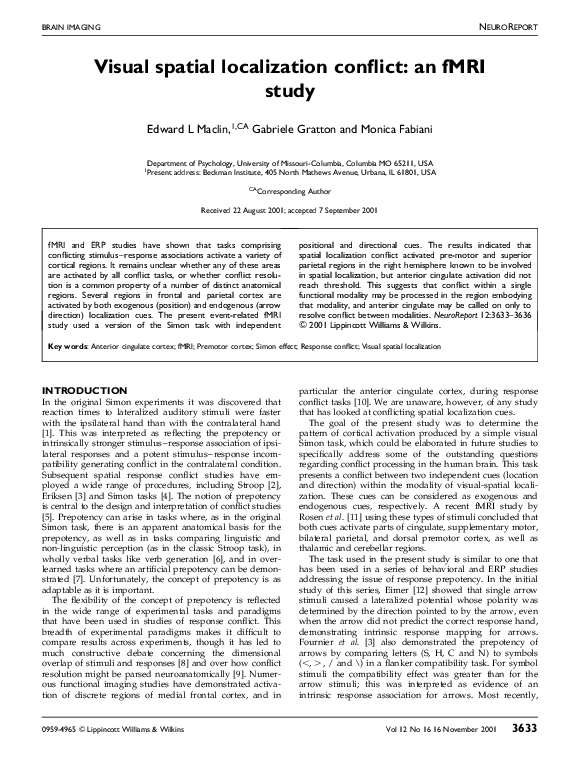 (PDF) Visual spatial localization conflict: an fMRI study