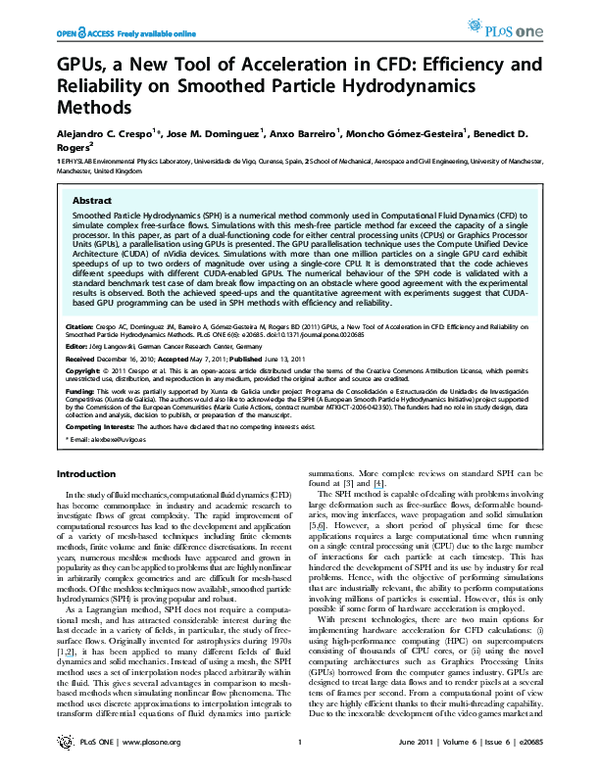 (PDF) GPUs, a new tool of acceleration in CFD: efficiency and reliability on smoothed particle ...