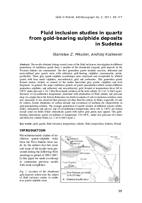 (PDF) Fluid inclusion studies in quartz from gold-bearing sulphide ...