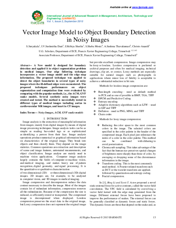 (PDF) Vector Image Model to Object Boundary Detection in Noisy Images