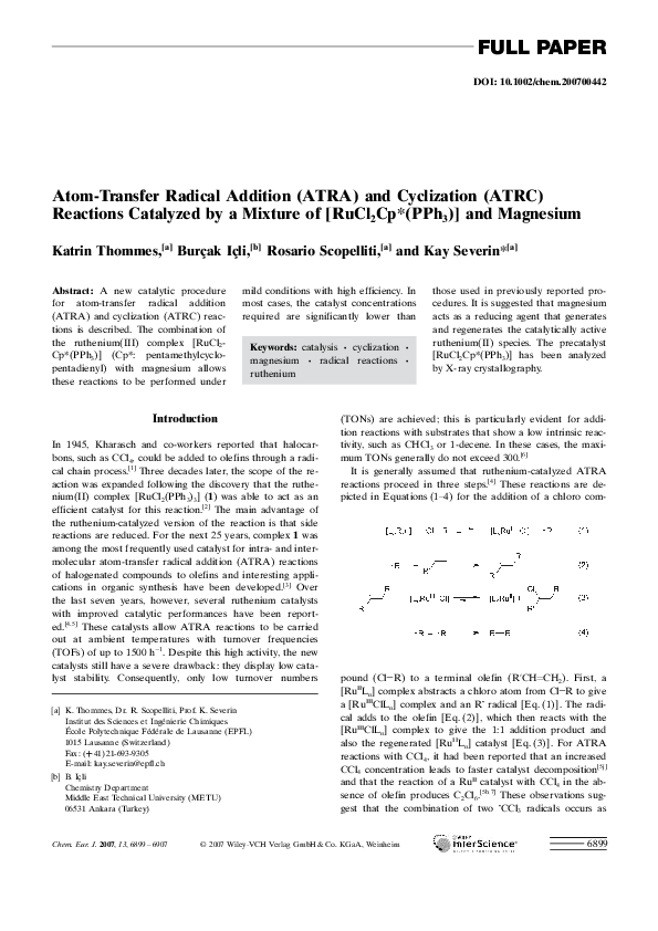 (PDF) Atom-Transfer Radical Addition (ATRA) and Cyclization (ATRC ...