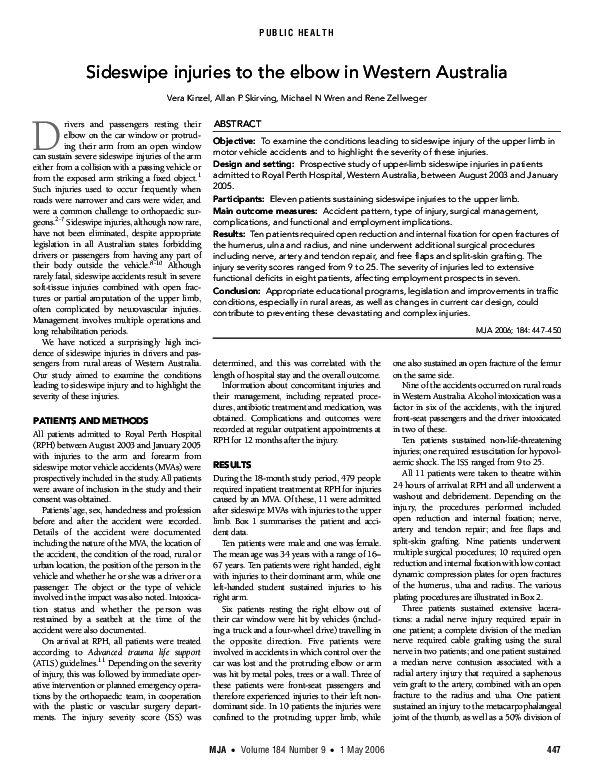 (PDF) Sideswipe injuries to the elbow in Western Australia