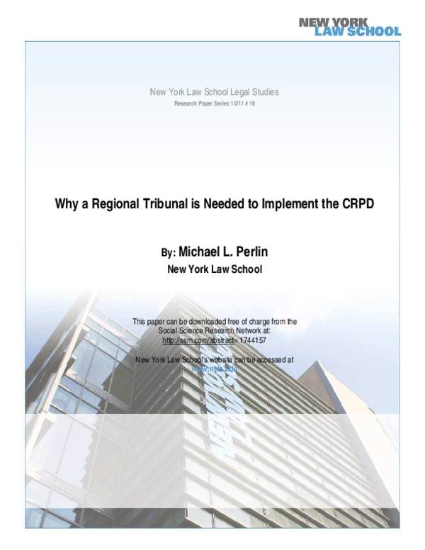 (PDF) Why a Regional Tribunal is Needed to Implement the CRPD | Michael ...