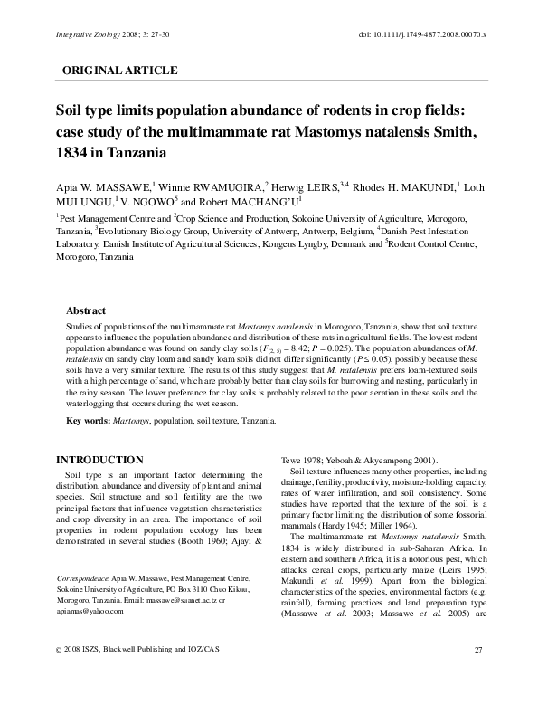 (PDF) Soil type limits population abundance of rodents in crop fields ...